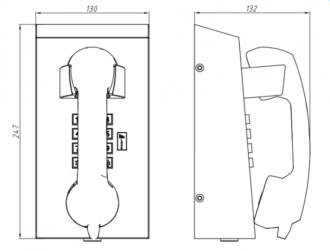 Rugged Inmate Phone / Prison Visitation Phone With Volume Control Button