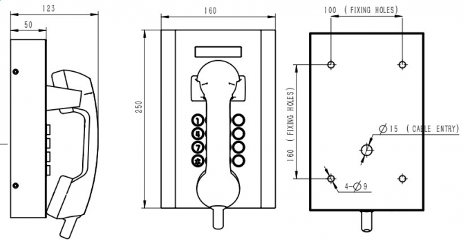 Grey Or Red Rugged Voip Phone Wall Mounting For Hospital / Bank Service