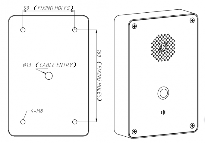Waterproof Speed Dial SIP Call Box , Metal Elevator Help Point Telephone