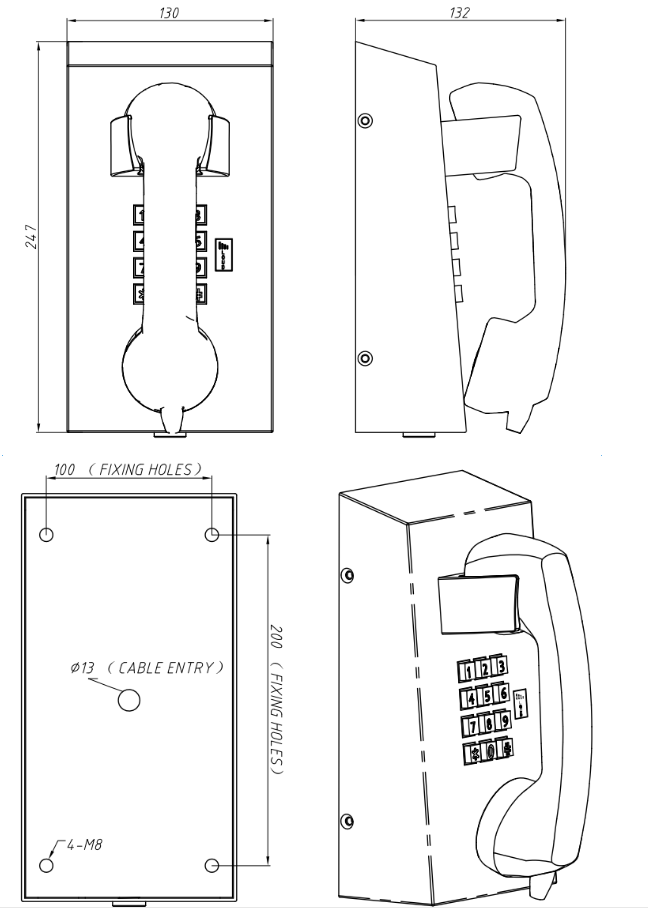 Cold Rolled Steel Prison Visitation Phone , Jail Telephone ABS Material ...