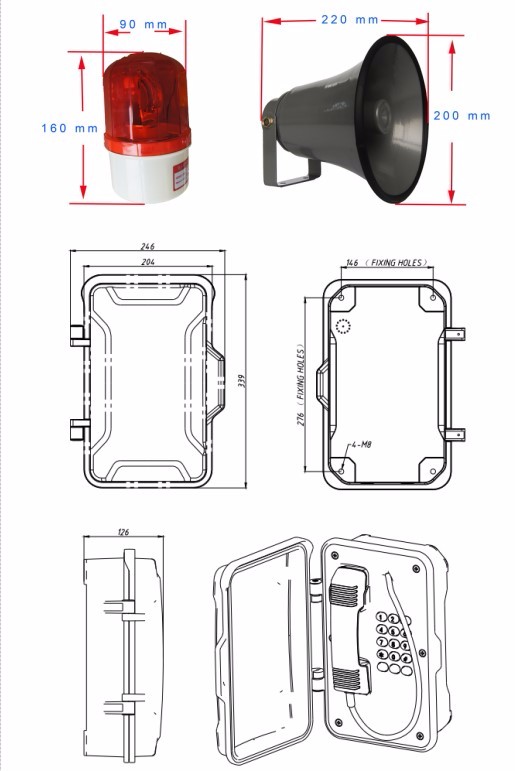 Yellow Industrial Weatherproof Telephone Simple Installation With Cast ...