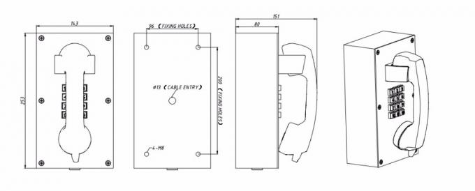 Analogue Inmate Vandal Resistant Telephone Weatherproof Prison Telephone