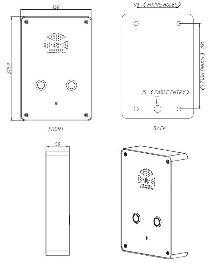 Auto Dialer Stainless Steel GSM Elevator Emergency Telephone IP65