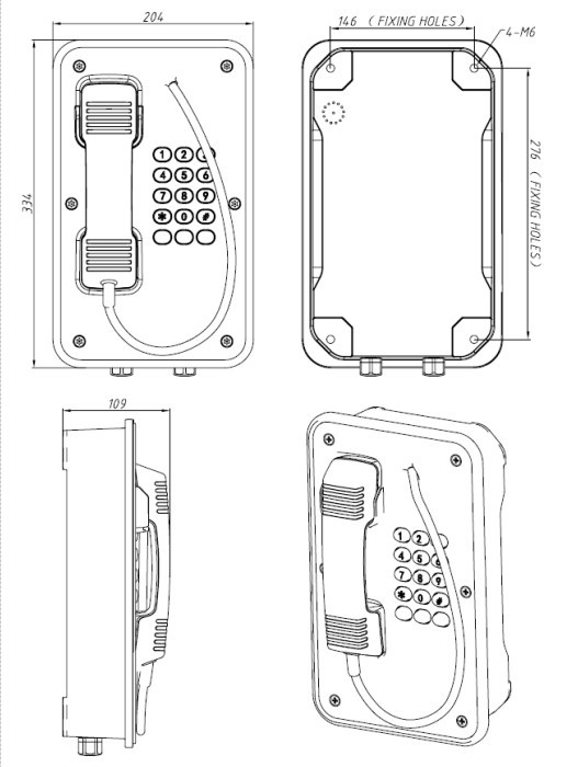 Line Powered Heavy Duty Telephone Vandal Proof Rubber Keypad With ...